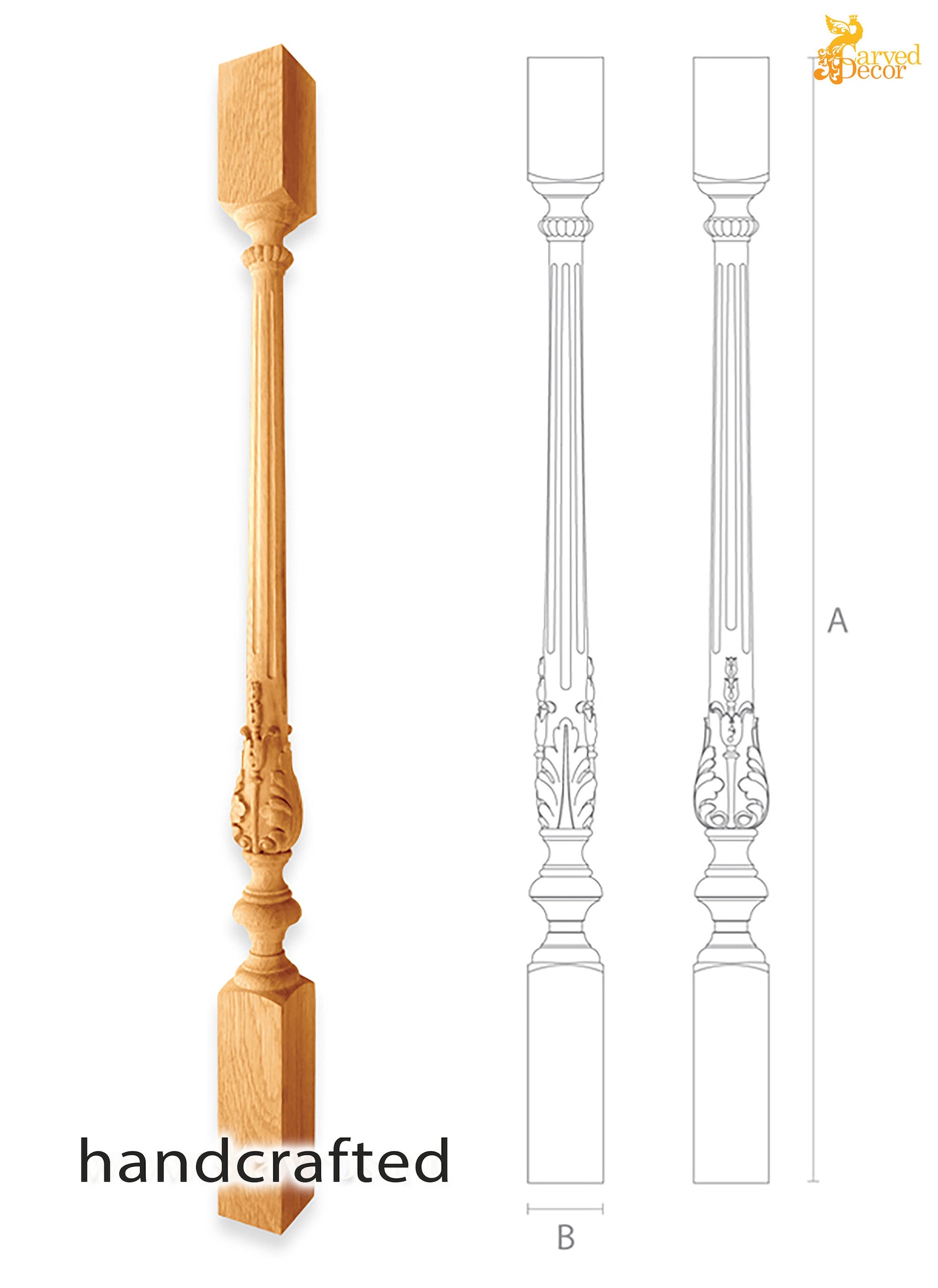 Baroque Wooden Baluster Acanthus Staircase Banister Wholesale | Etsy