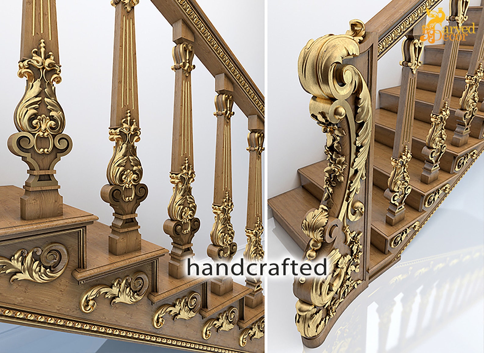 Carved Wood Baluster With Acanthus Decorative Wooden Spindle - Etsy