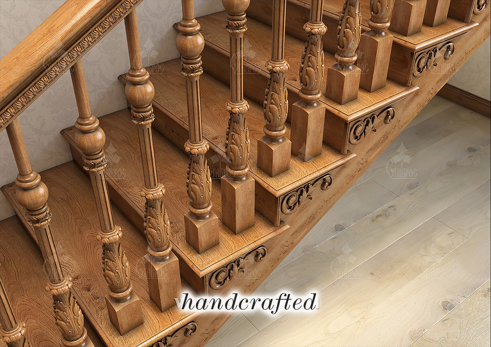 Luxury Carved Wooden Baluster for Stairs | Etsy