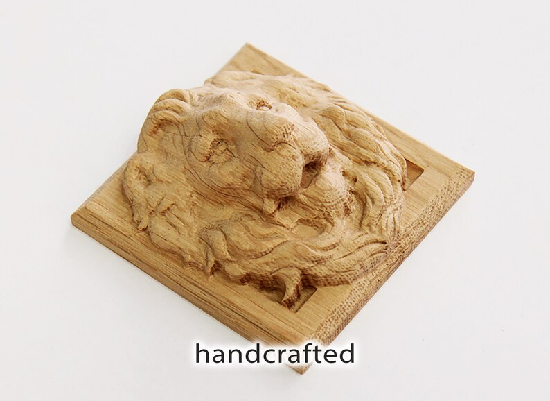 Unfinished Square Rosette Lion, Carved Lion Head Applique - Etsy