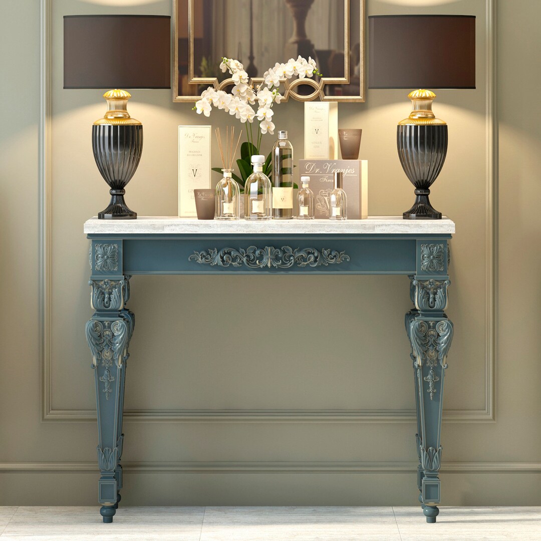 Ornate End Table Legs Carved With Acanthus Leaf Pedestal Tapered From ...