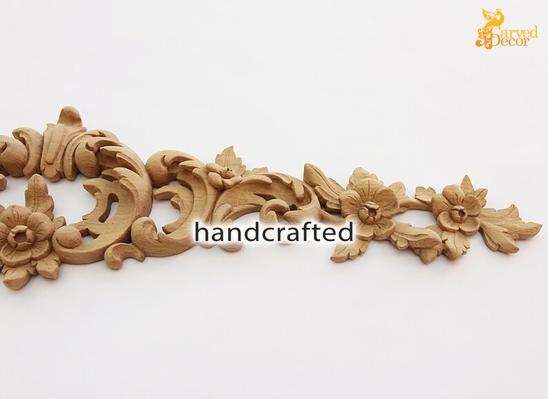 Floral Center Carved Wood Inlay for Cabinets Fireplace | Etsy