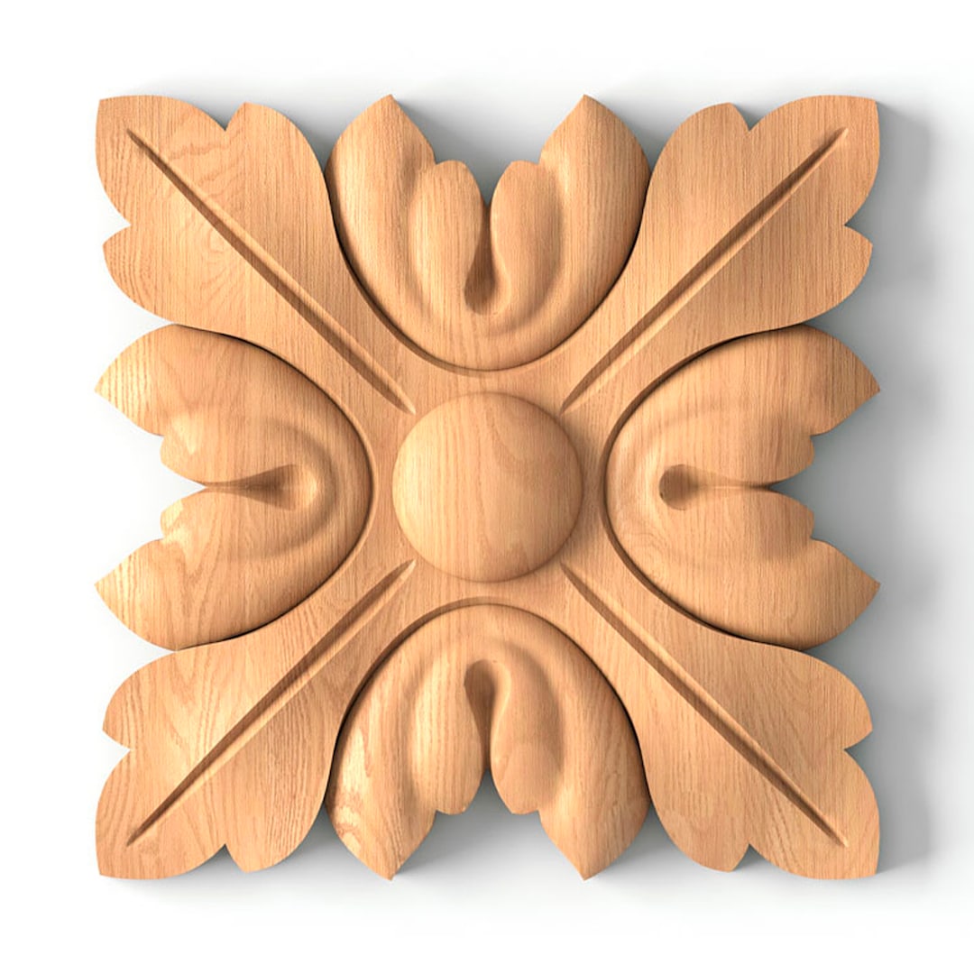 Interior Square Rosette Decoration, Oak Floral Onlay - Etsy