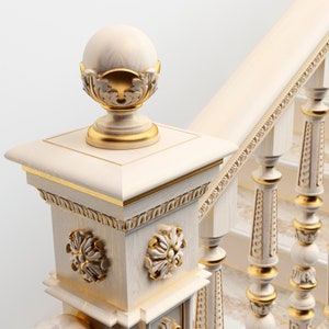 Ball Decorative Newel Post Cap, Round Carved Finial Hardware Set (2 Pc ...