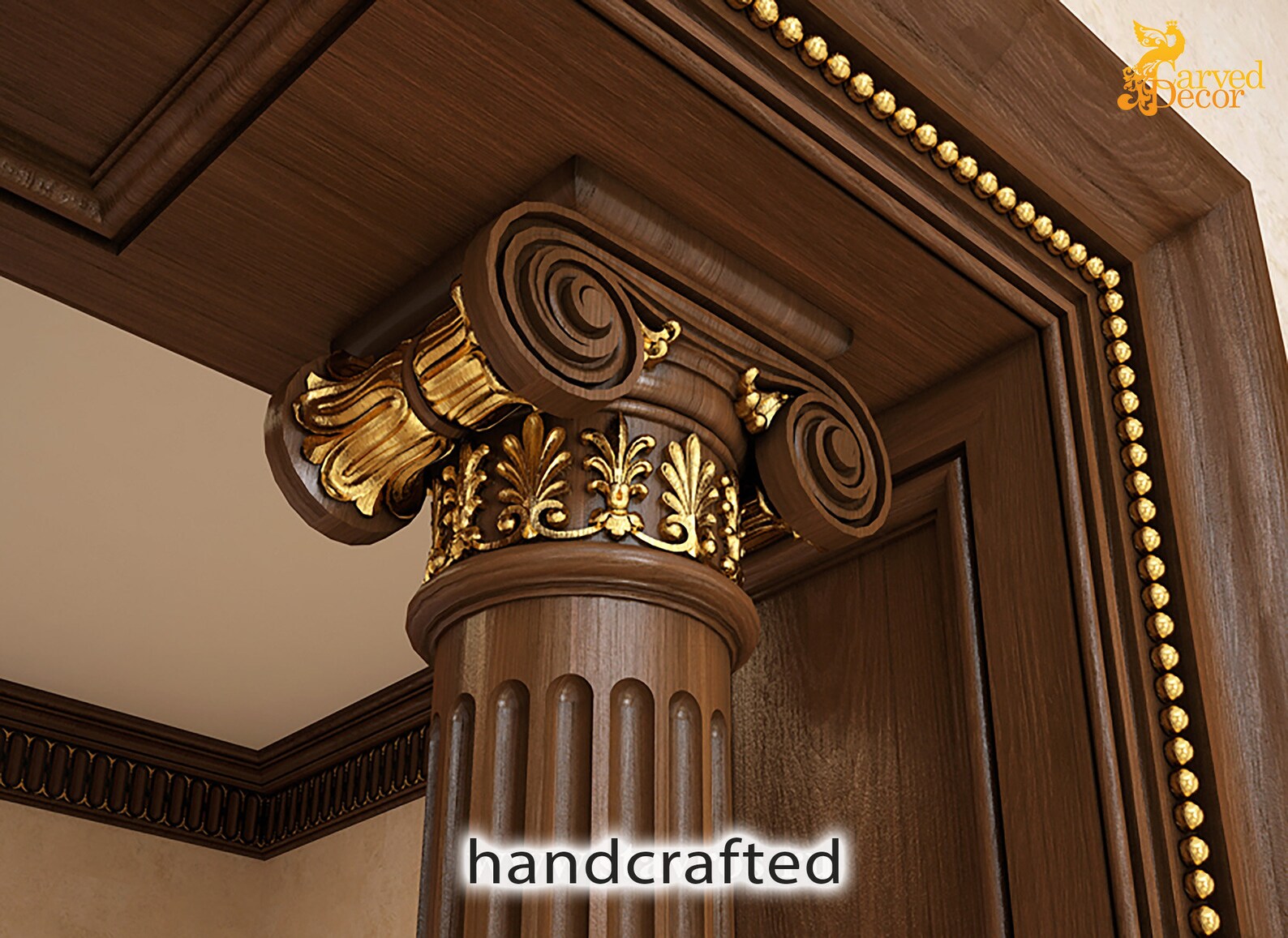 Wood Carved Column Base Oak Round Capital - Etsy