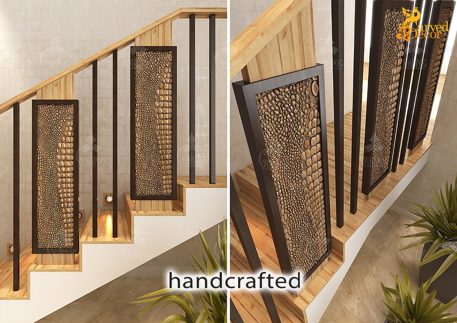 Square Stair Spindles Crocodile Skin Pattern Baluster | Etsy