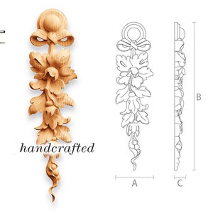 Vintage Furniture Drop Appliques, Carved Decorative Floral Onlays SET ...