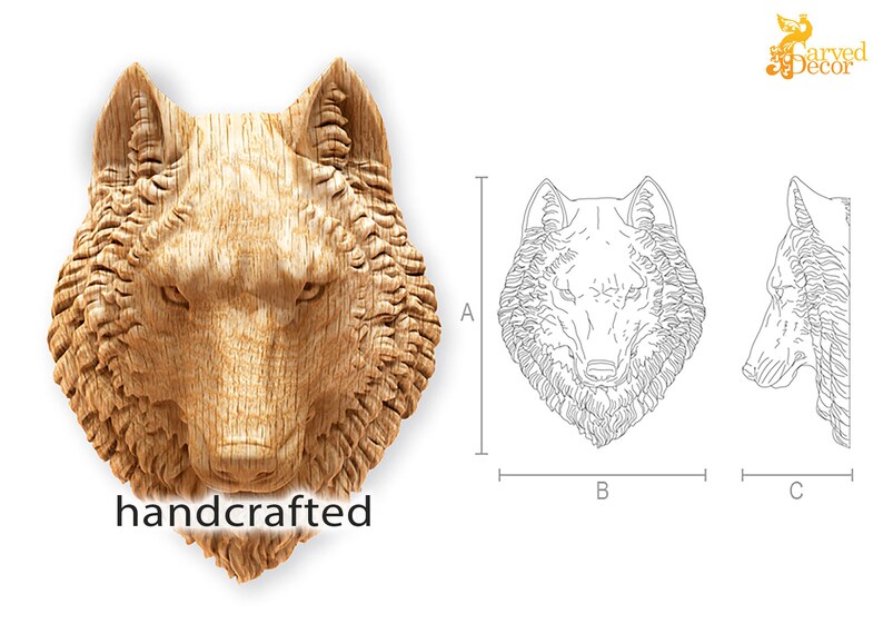 Wolf Face Decorative Wood Carve Animal Head | Etsy