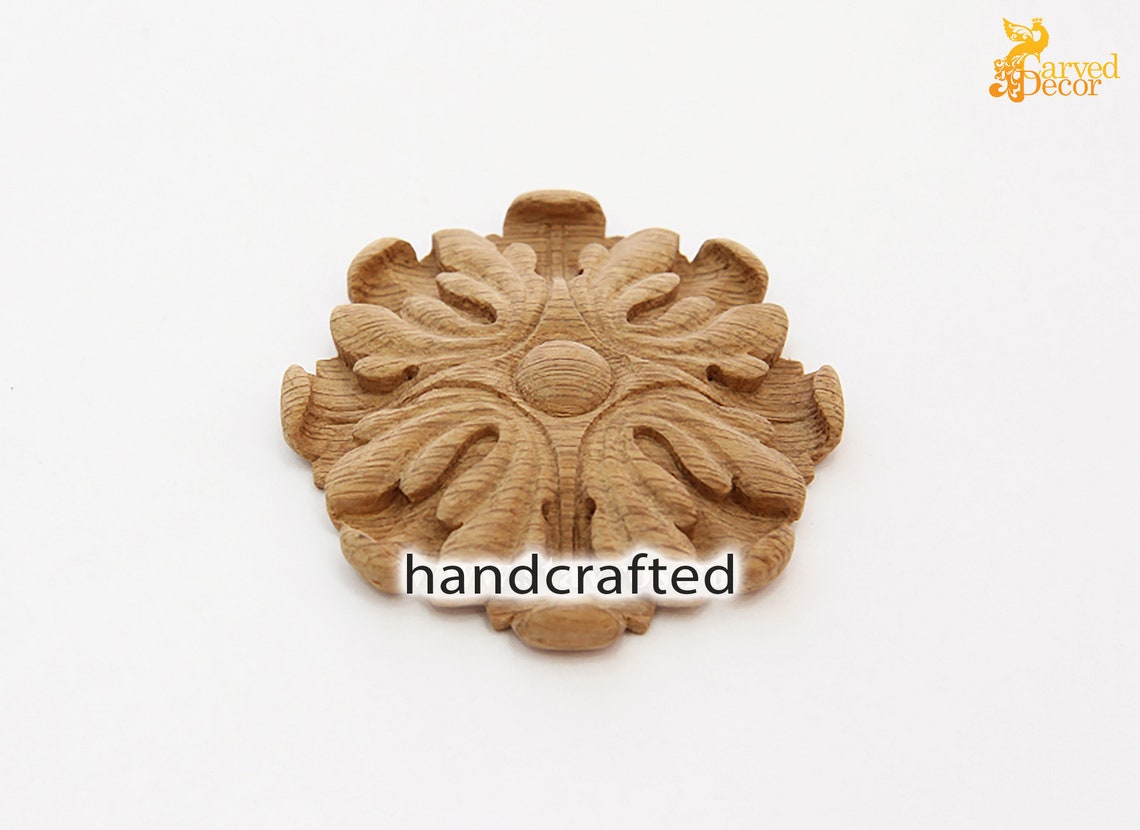 Perfect Carved Vintage Flower Round Wooden Rosette Onlay | Etsy