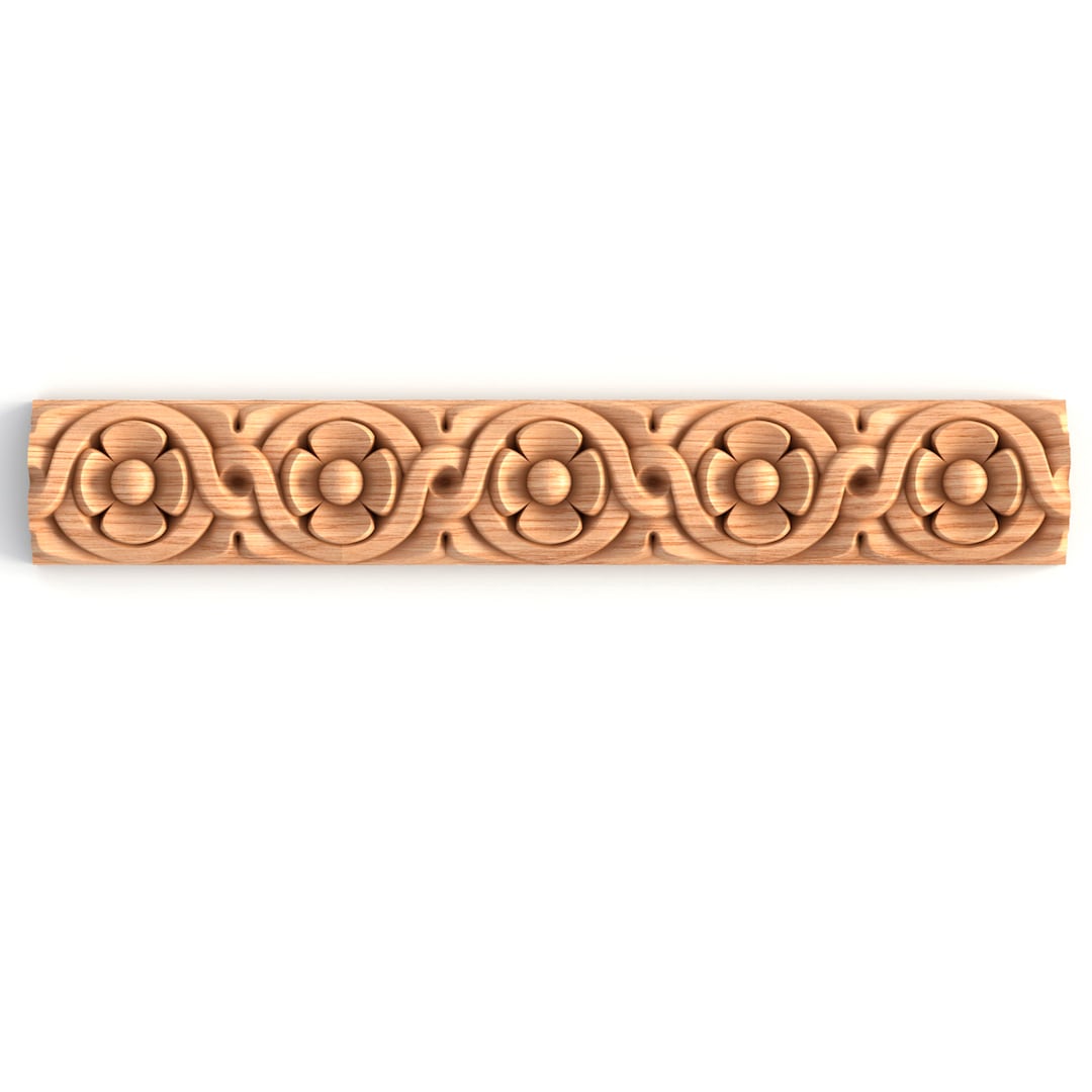 Oak Byzantine Style Moulding 78", Wooden Molding With Carved Flower - Etsy