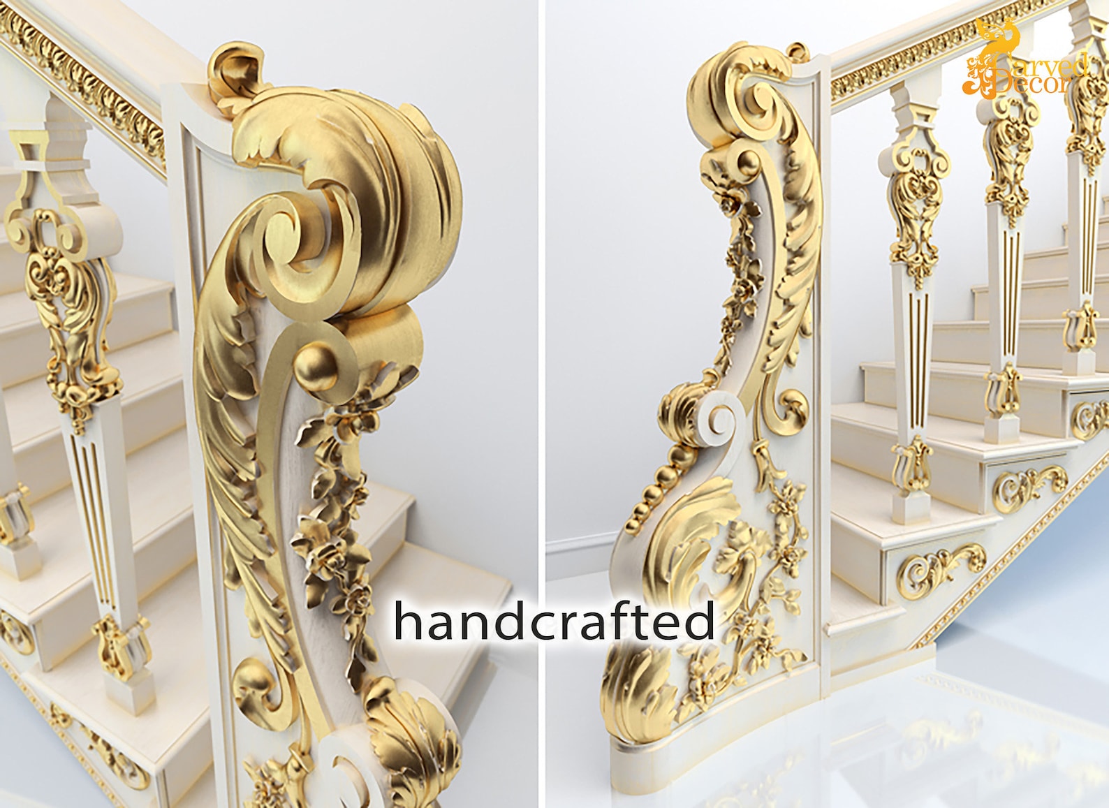 Large Floral Newel Post for Staircase Decor From Oak or Beech - Etsy