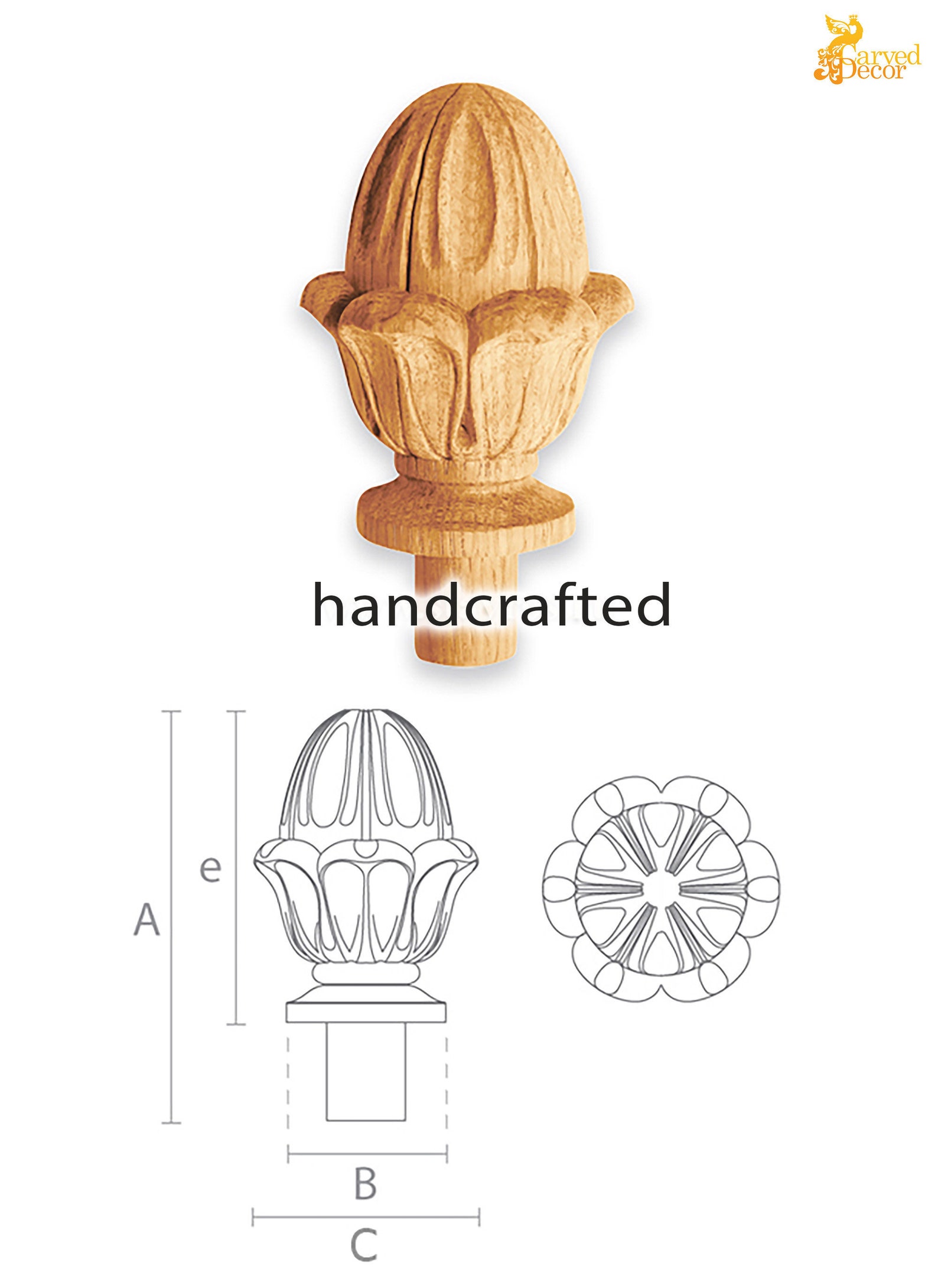 Pinecone Newel Post Finial Wood Stairs Decor | Etsy