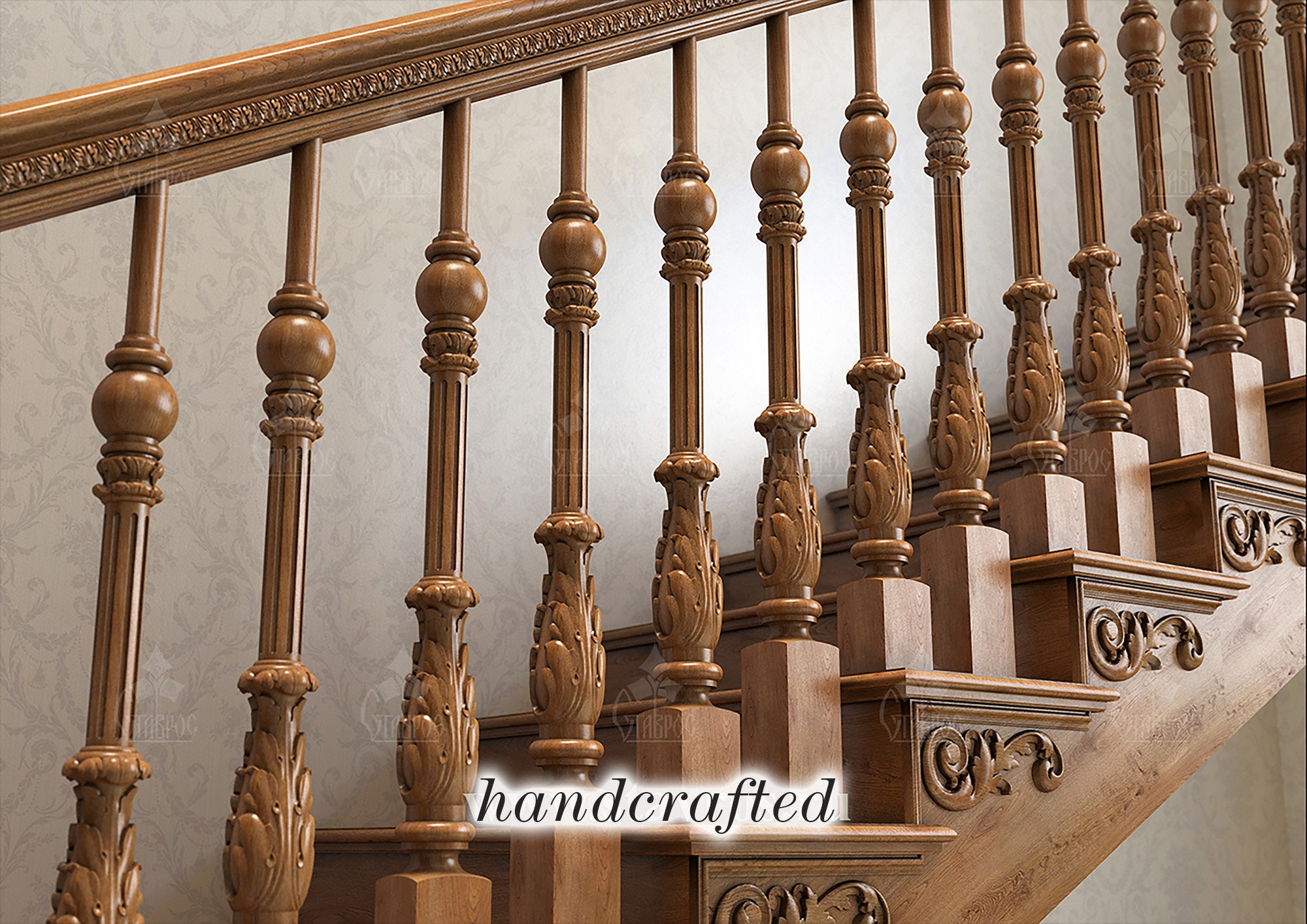 Luxury Carved Wooden Baluster for Stairs - Etsy
