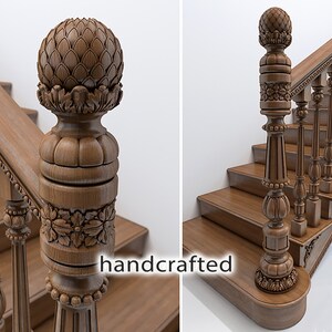 Ornate Round Newel Post, Wooden Staircase Decorative Post - Etsy