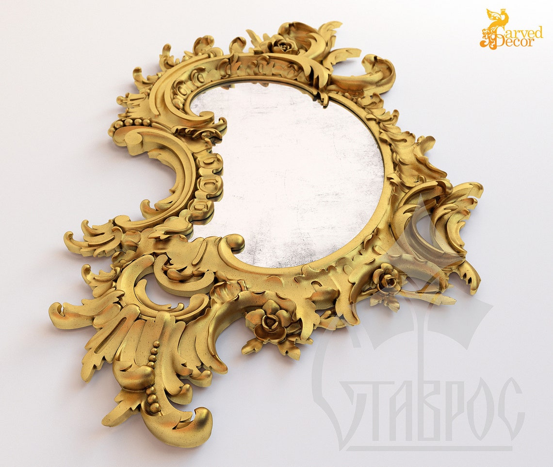 Rococo Wall Mounted Mirror Frame Carved Oak Mirror Trim - Etsy