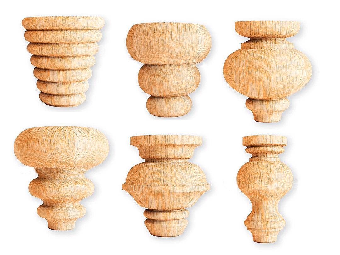 Set of Four Legs, Furniture Hardwood Round Miniature Legs - Etsy