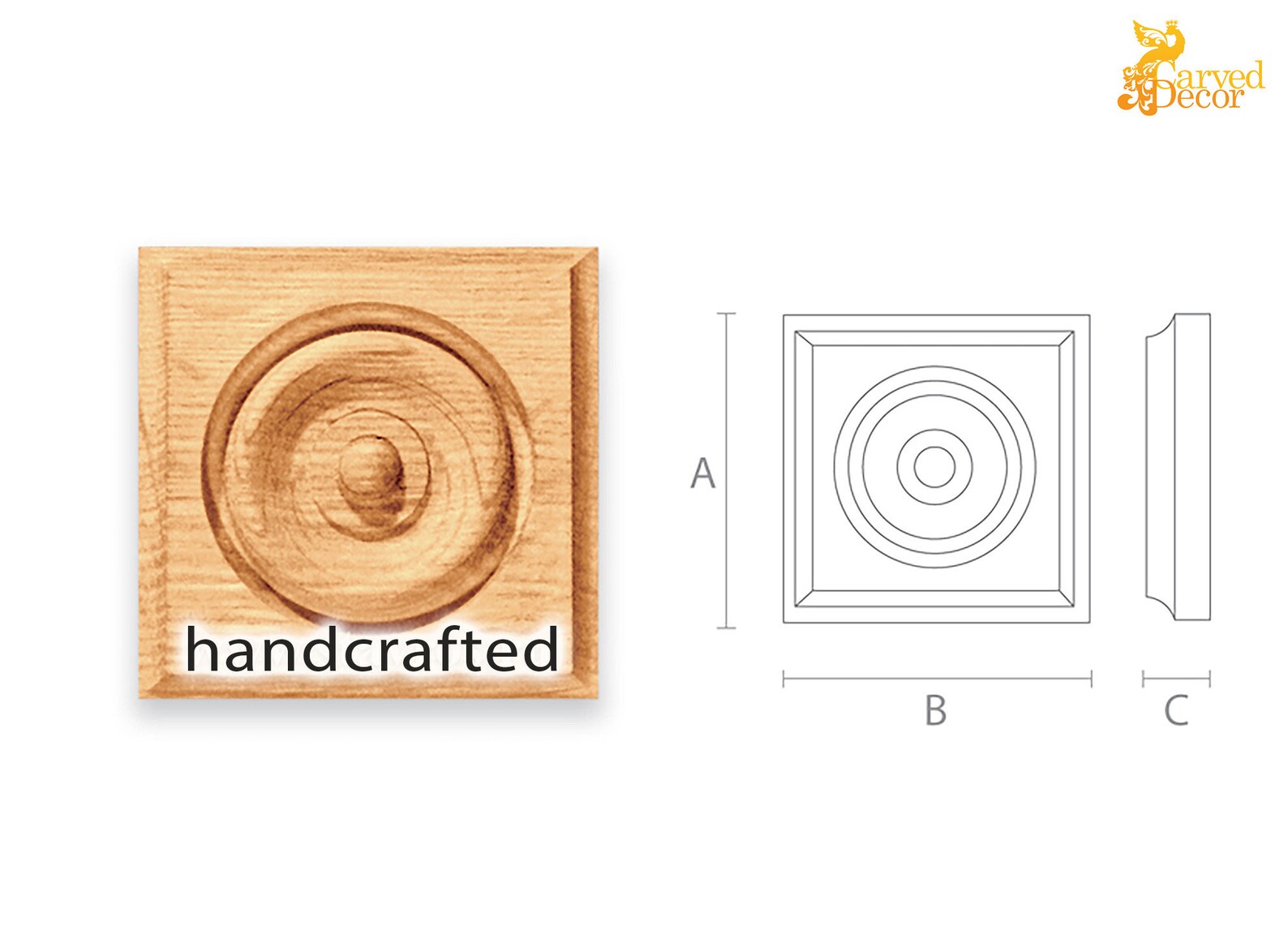 Minimalistic Square Rosette Wooden Relief Rosette Onlay - Etsy