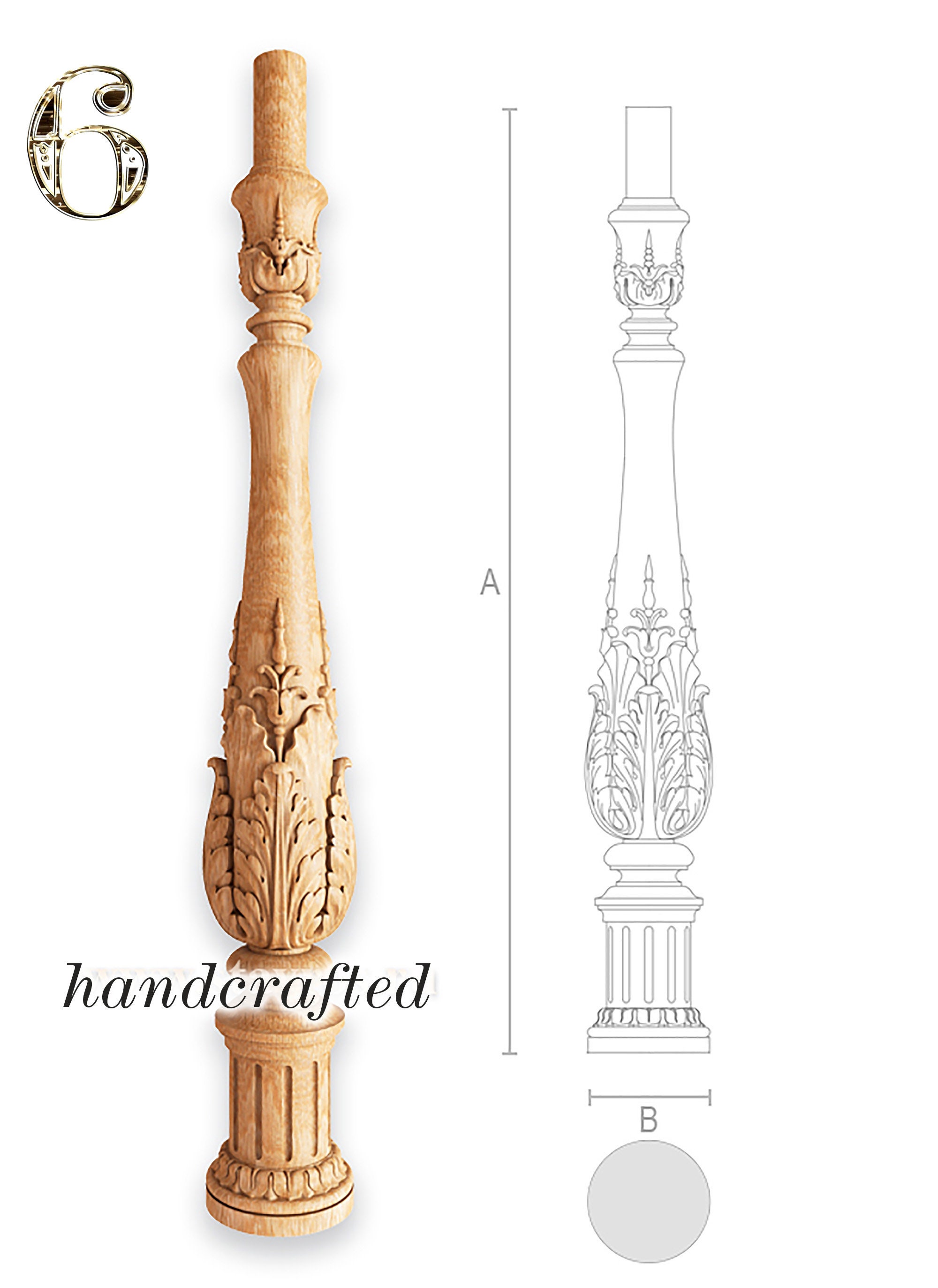 Carved Designer Wooden Balusters for Stairs | Etsy