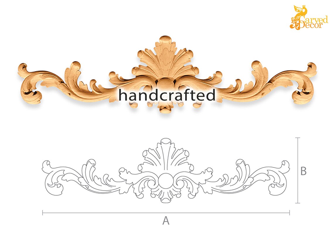 Wooden Scrolled Center Applique Unpainted Wall Embellishments - Etsy