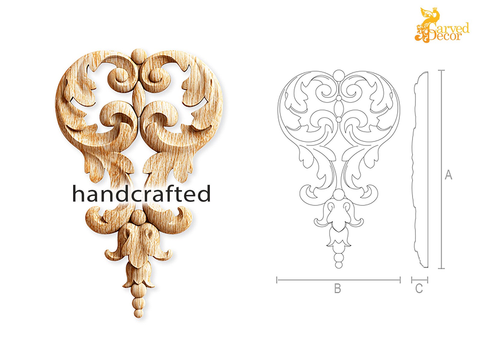 Classic Style Drop Applique Wood Furniture Onlay - Etsy