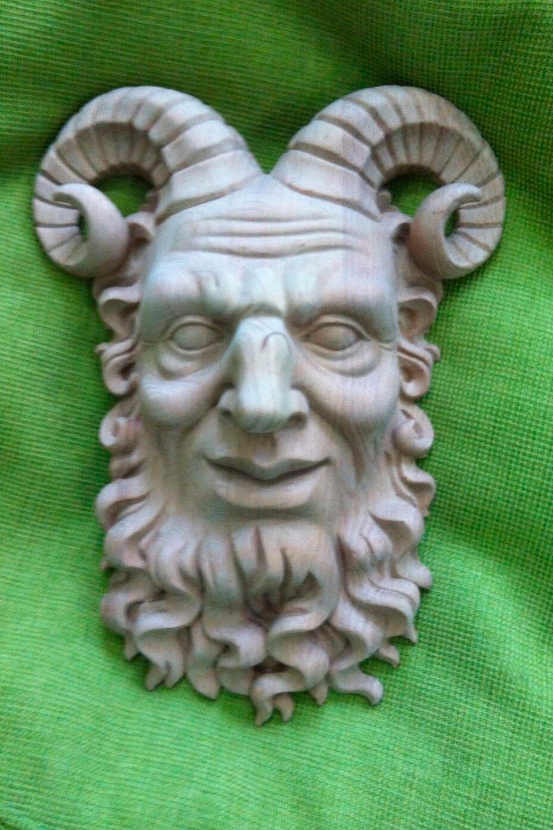 Carved Wood Face of Satyr - Sculpture Faun Satan Wall Art Decor - Etsy