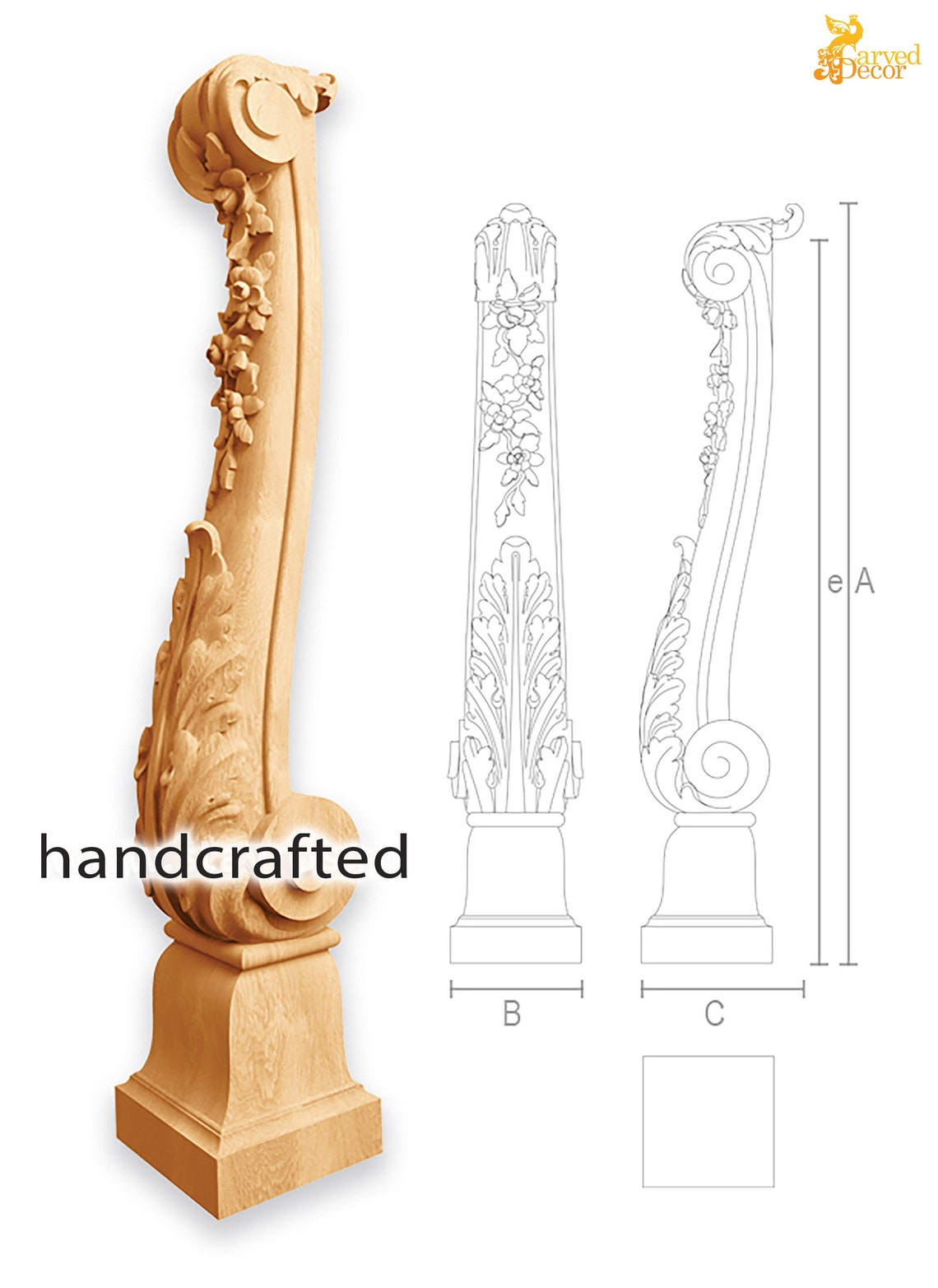 Decorative Wood Post Carved Stair Newel Post Staircase - Etsy