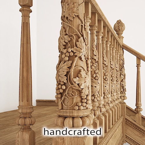 Luxury Carved Wooden Baluster for Stairs Carved Banister of - Etsy