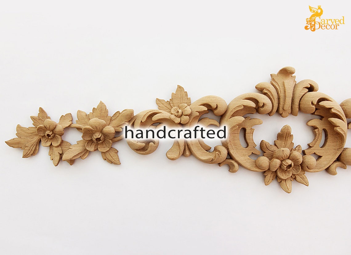 Floral Center Carved Wood Inlay for Cabinets Fireplace - Etsy