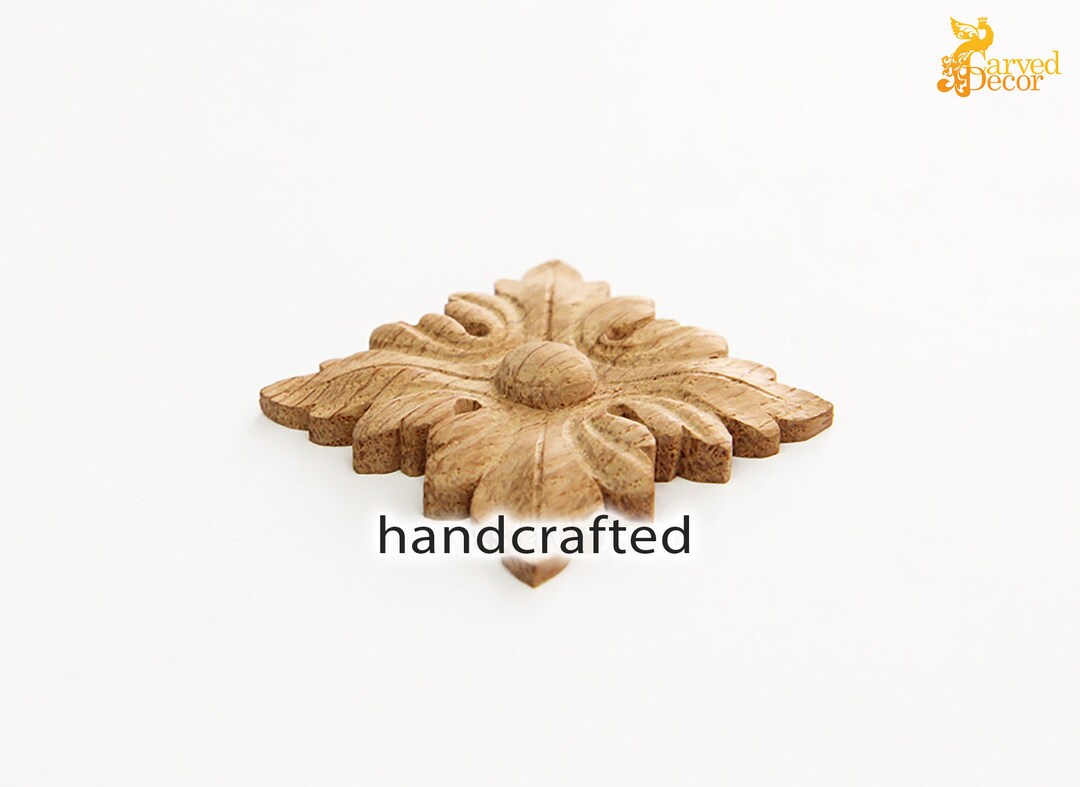 Interior Square Rosette Decoration, Oak Floral Onlay - Etsy