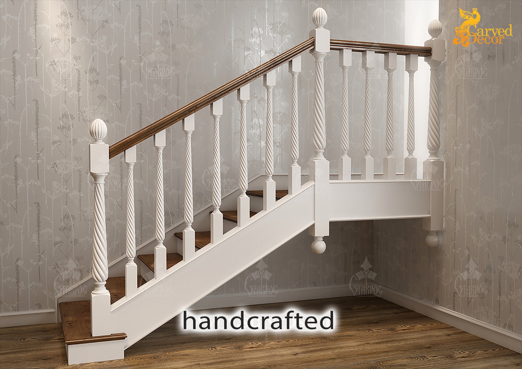 Carved Spiral Banister From Oak Unfinished Stair Baluster - Etsy