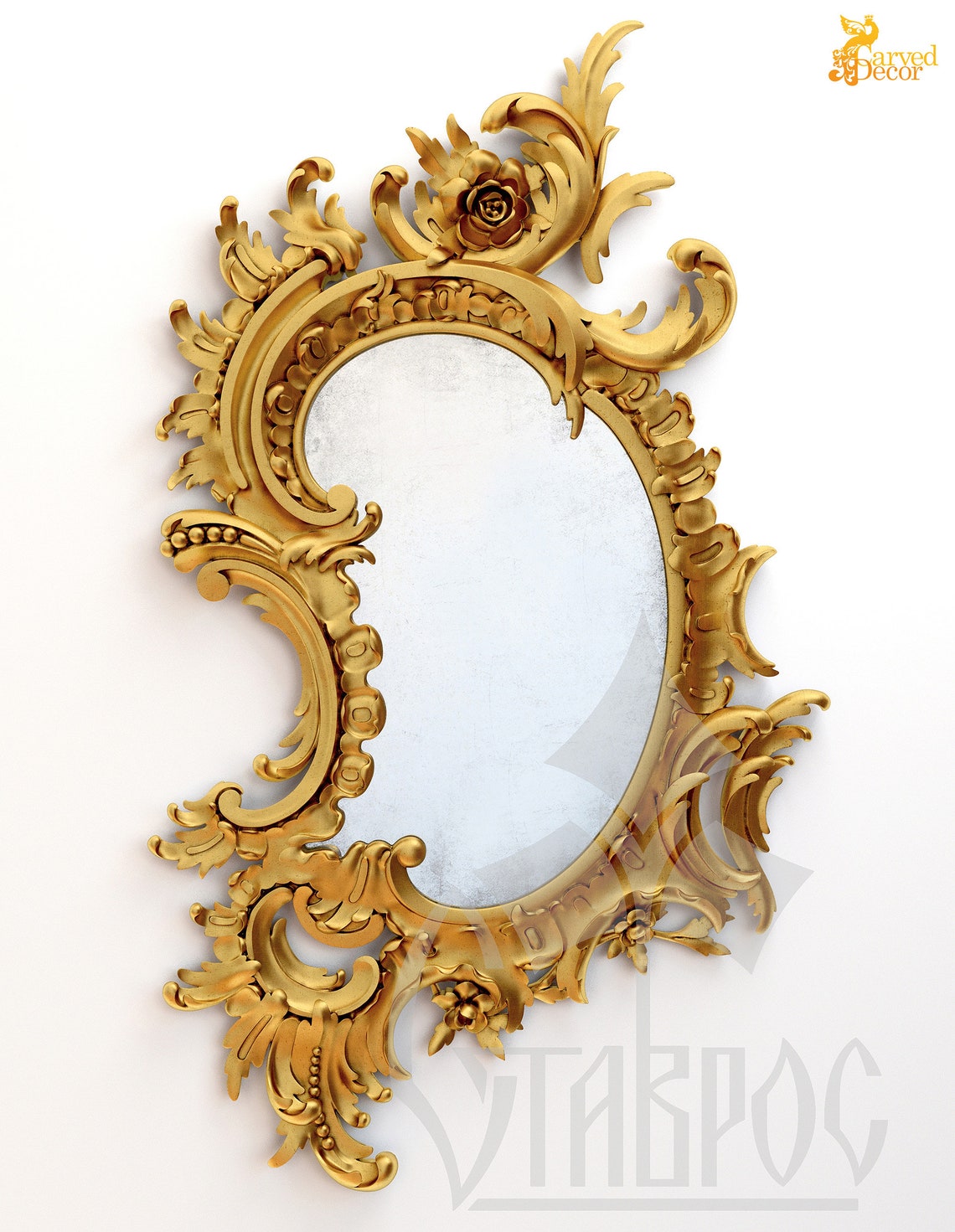 Rococo Wall Mounted Mirror Frame Carved Oak Mirror Trim - Etsy