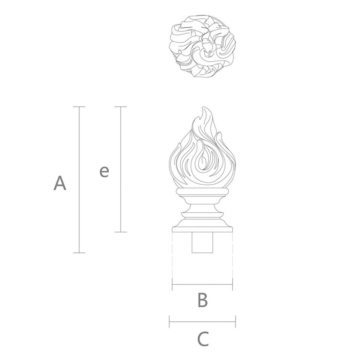 Hand Carved Finial Flame, Empire Style Newel Post Finial (2 Pc.) - Etsy