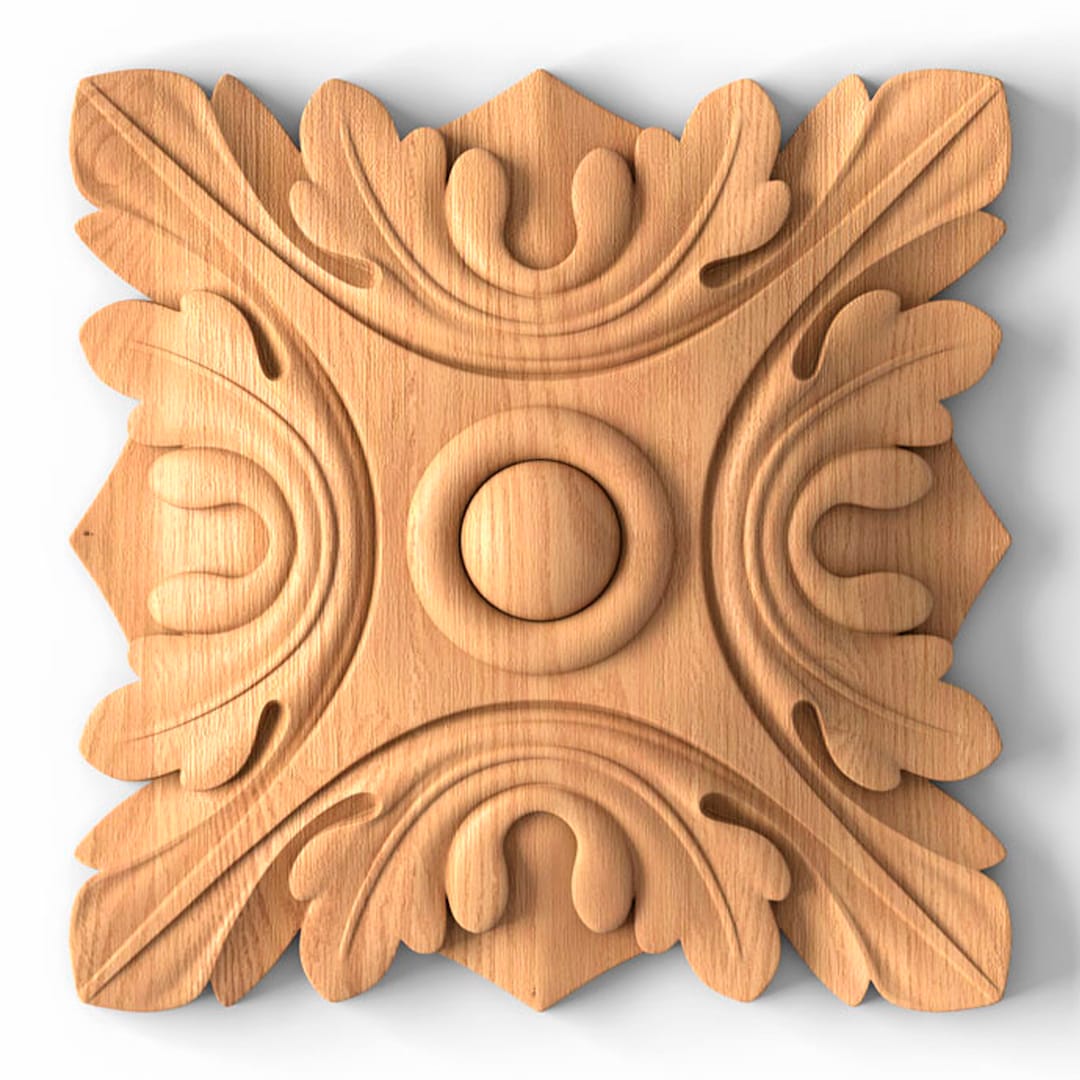 Architectural Wooden Rosette, Square Decorative Applique - Etsy