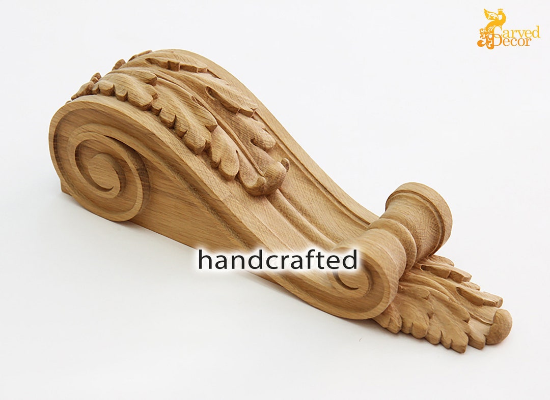 Classic Corbels 2 Pc. With Acanthus Leaf From Natural Wood, Vintage ...