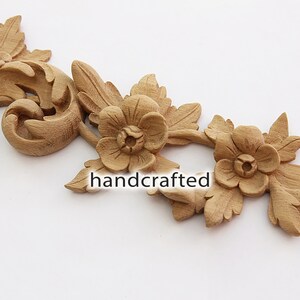 Floral Center Carved Wood Inlay for Cabinets, Fireplace Mantels, Onlay ...