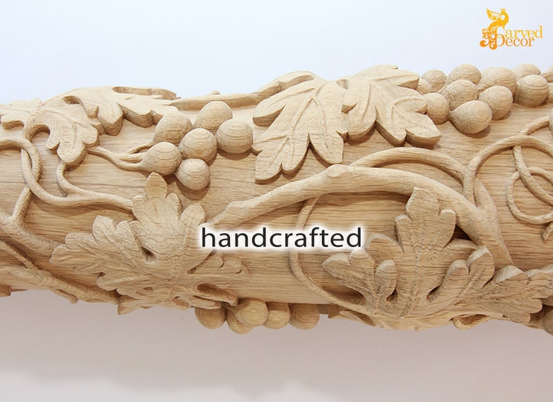 Oak Round Newel Post Grapes Staircase Grapevine Decorative - Etsy