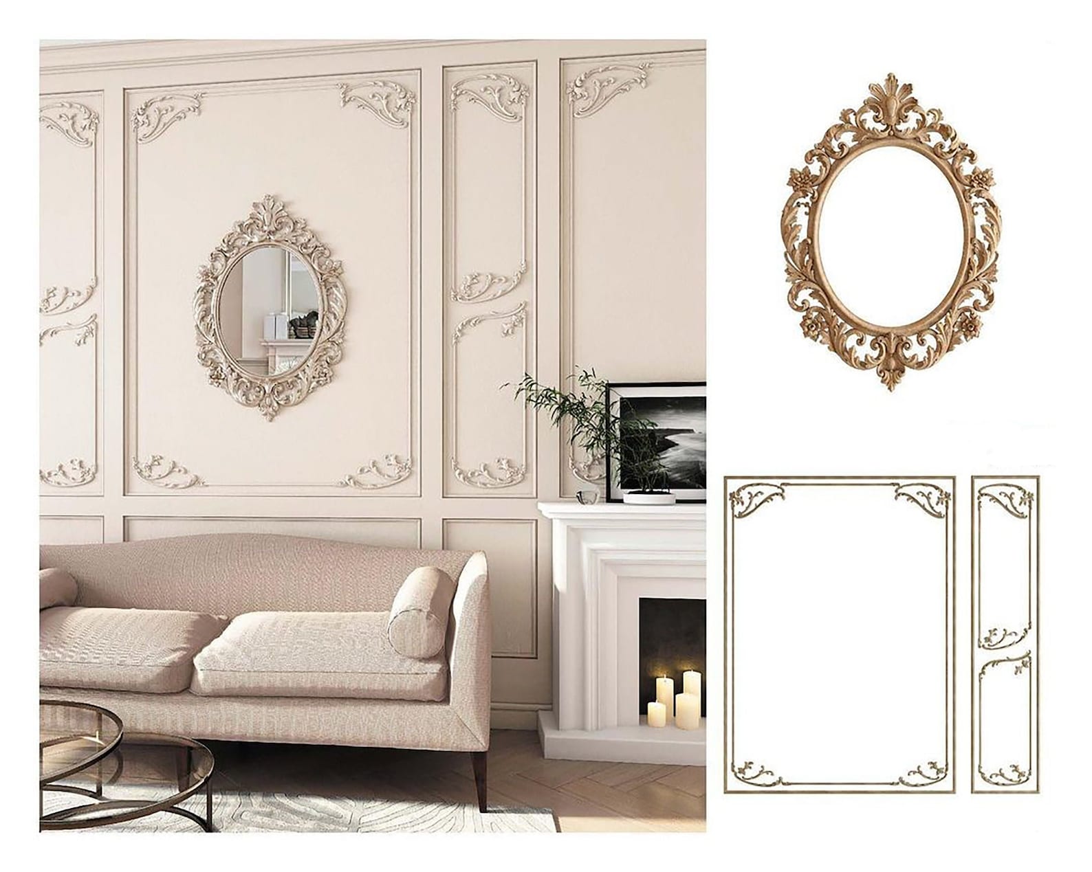 Baroque Oval Mirror Frame Large Wooden Ornate Mirror Trim | Etsy