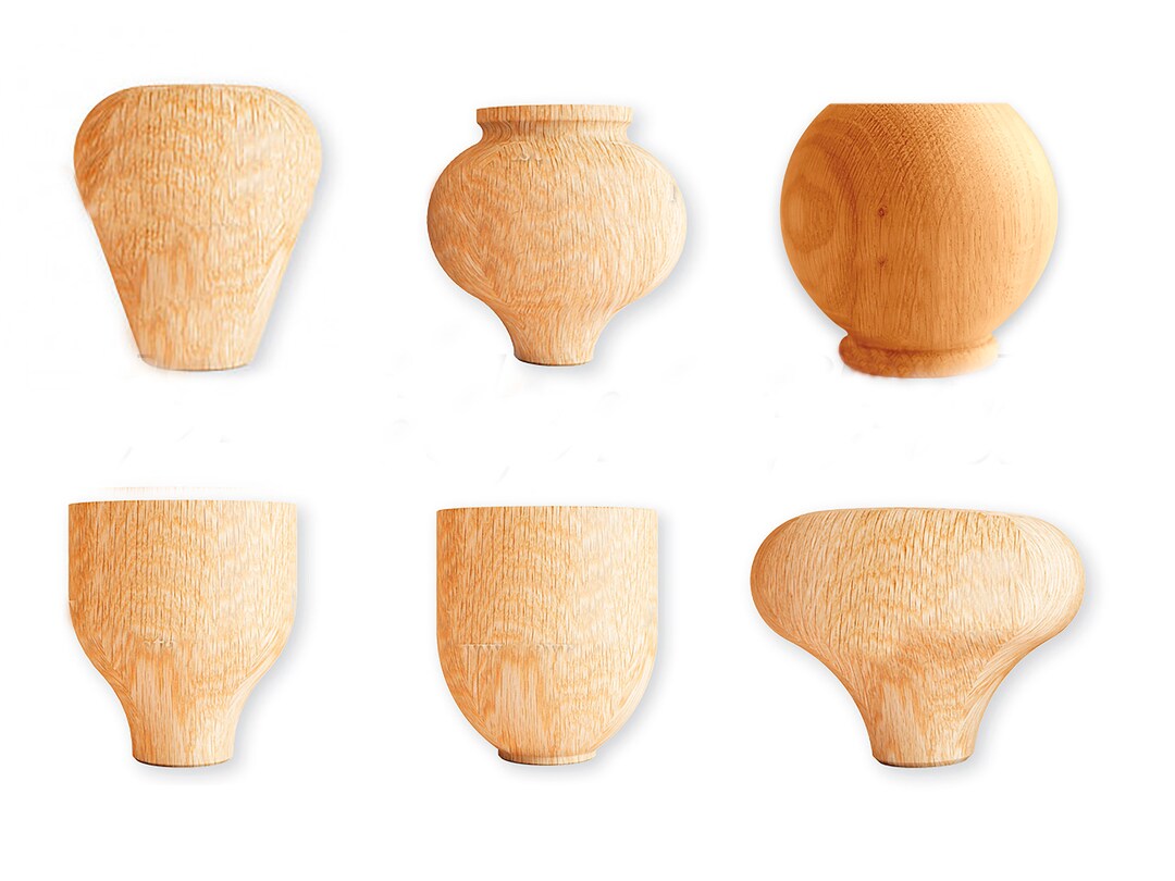 Round Oak Small Furniture Legs, Carved Unfinished Sofa Leg - Etsy