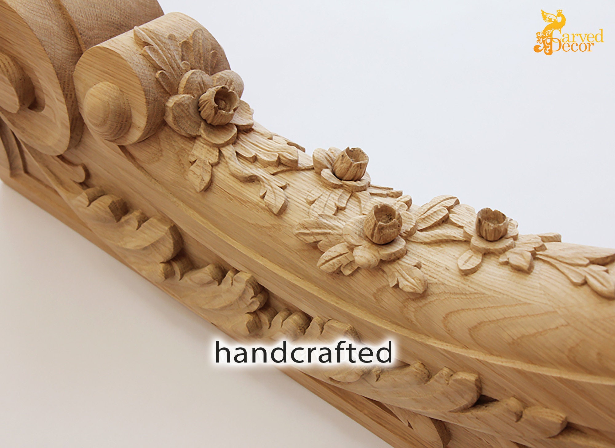 Large Floral Newel Post for Staircase Decor From Oak or Beech | Etsy