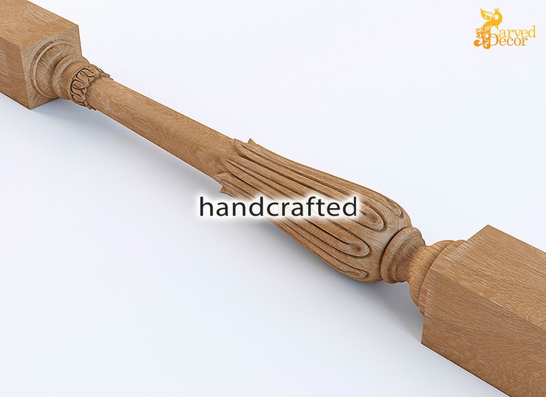 Decorative round post for stairs Floral newel post | Etsy