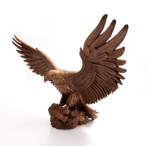 Large Eagle Wood Carving Statue, Eagle Sculpture, Carved Eagle, Hancook ...