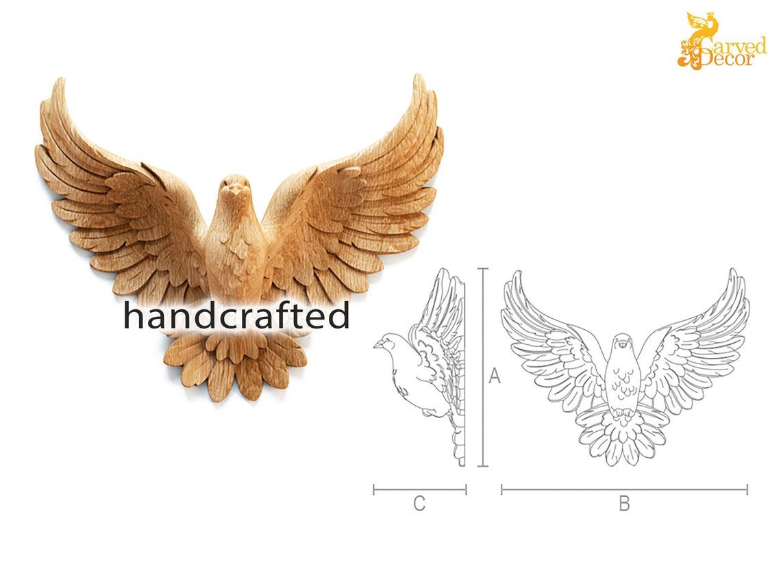 Flying Dove Wooden Wall Decor Unfinished Carved Bird Wedding - Etsy