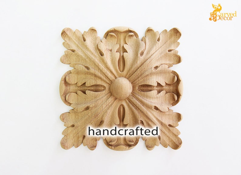 Square Classic Rosette From Oak Unfinished Decorative Rosette - Etsy