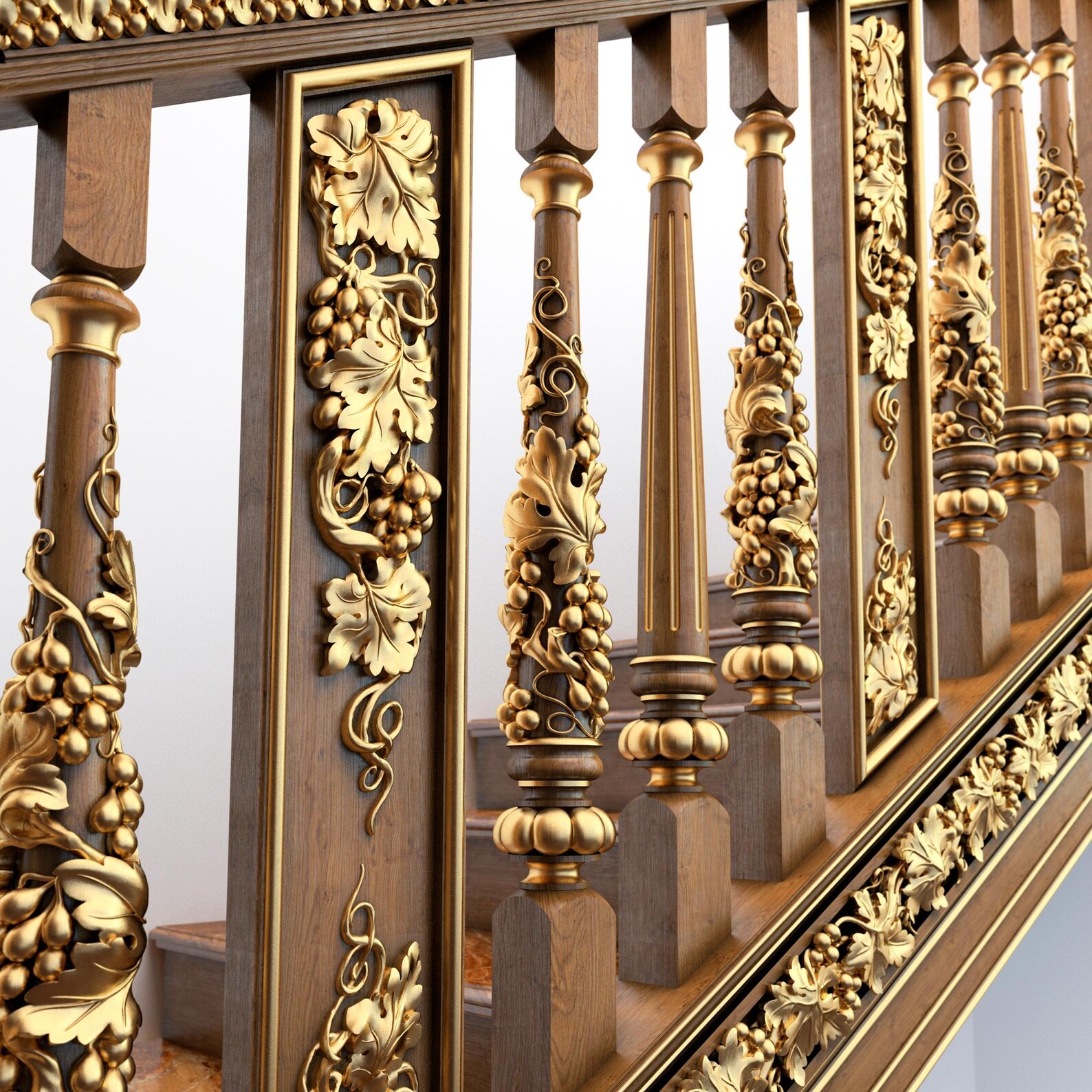 Stair Baluster From Oak, Relief Round Spindle for Staircase - Etsy