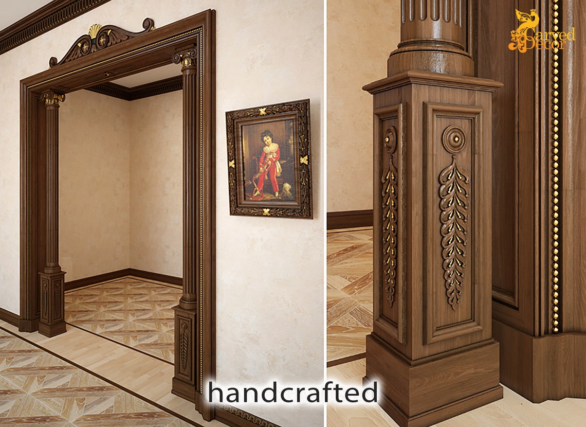 Wood Carved Column Base Oak Round Capital | Etsy