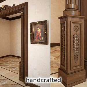 Wood Carved Column Base Oak Round Capital - Etsy