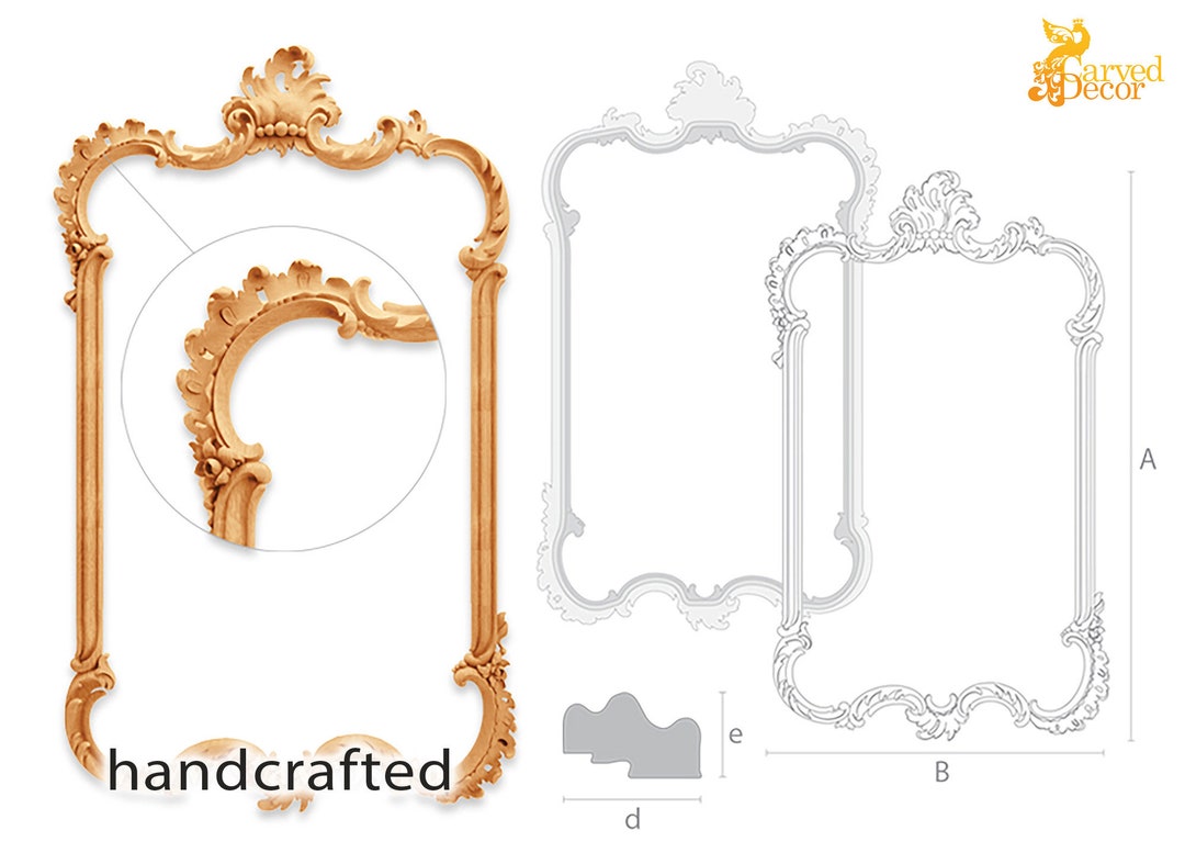 Rococo Style Mirror Frame in Oak Wooden Mirror Trim - Etsy