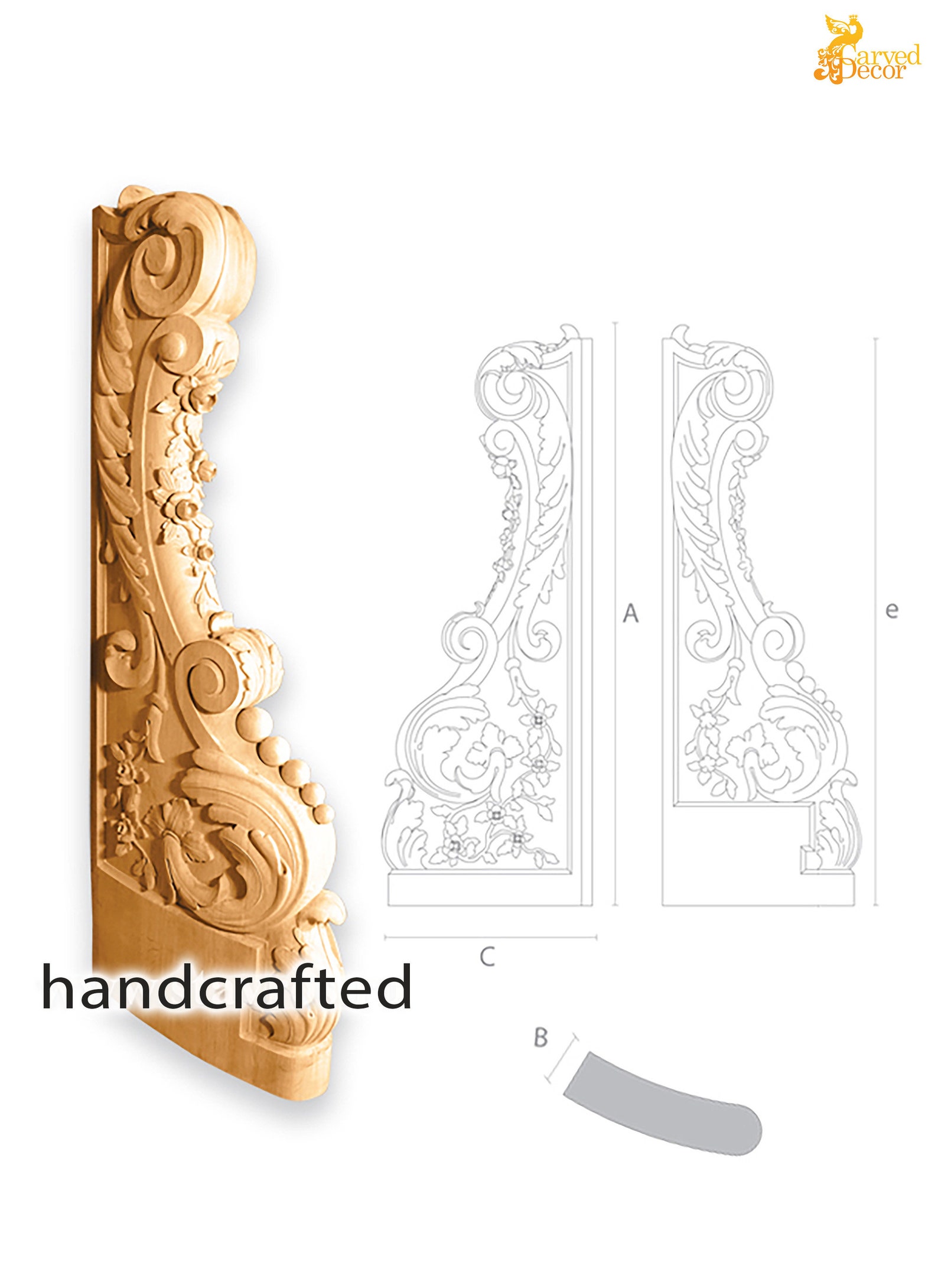 Large Floral Newel Post for Staircase Decor From Oak or Beech | Etsy