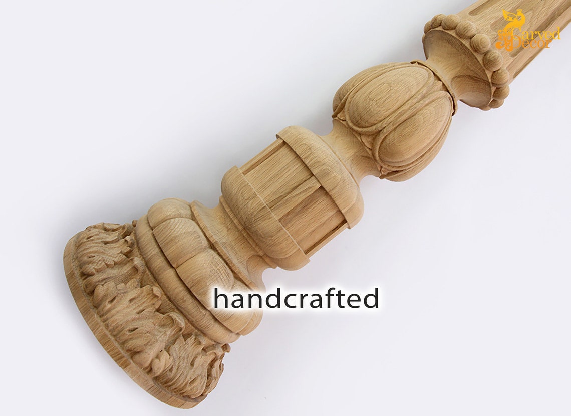 Ornate Round Newel Post Wooden Staircase Decorative Post | Etsy Canada