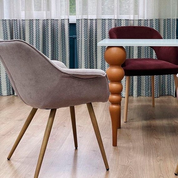 Turned Furniture Legs Tapered With Stacked Round Balls From Oak Etsy